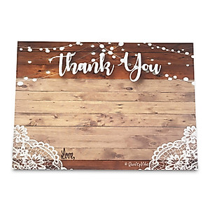 25 Thank You Cards Thick Rustic Style With 25 Envelopes