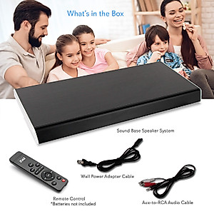 Pyle Surround Sound TV Sound Bar - Bluetooth Compatible Wireless Soundbar for TV w/Built-in Subwoofer Speaker - Television Sound Bar System w/LCD/Digital Optical Audio/RCA/AUX/USB - PSBV820BT, Black
