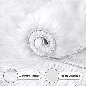 Ciicool Faux Sheepskin Rugs Soft Faux Fur Rug White Fluffy Chair Couch Cover Fuzzy Carpet for Bedroom Floor Sofa Living Room 2x3 Feet