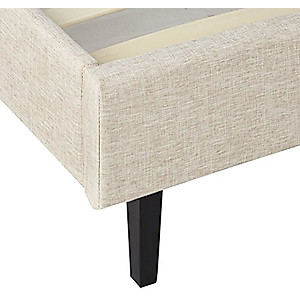 Modway Anya Upholstered Beige Full Platform Bed with Wood Slat Support