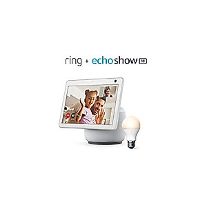 All-new Echo Show 10 (3rd Gen) - Glacier White - bundle with Ring A19 Smart LED Bulb