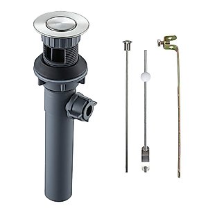 WOWOW Bathroom Drain Assembly Stopper with Lift Rod for Bathroom Faucet Vanity Sink Pop-Up Drain Stopper Assembly with Lift Rod and Overflow,Brushed Nickel
