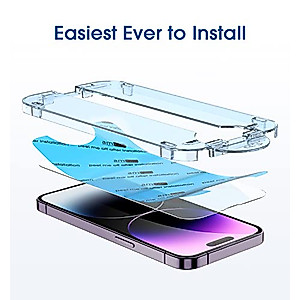 amFilm OneTouch Glass Screen Protector for iPhone 14 Pro 6.1 Inch 2022 with Camera Lens Protector, Easiest Installation, Dynamic Island Compatible, Bubble Free, Tempered Glass, 2+2 Pack