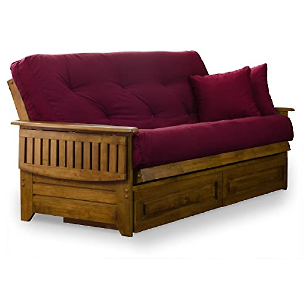 Brentwood Queen Size Wood Futon Frame with Storage Drawers