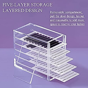 Dfsuiwk 5 Layers Acrylic Clear Eyelash Storage Box False Eyelash Container Case Lash Display Organizer for Grafting Lash Extension