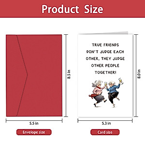 Inbufruy Funny Best Friend Birthday Card, Hilarious Birthday Card for Bestie, Friendship Thank you Card for Her, True Friends Don't Judge Each Other They Judge Other People Together