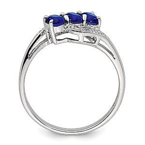 IceCarats 925 Sterling Silver Blue Sapphire Diamond Ring Gemstone Band Size 8.00