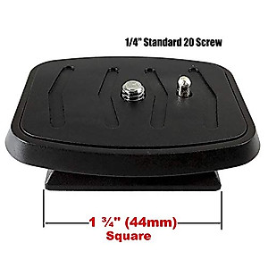 DaVoice 44mm Tripod Quick Release Plate Camera Mounting Adapter Parts Replacement for Certain Ambico, Tar gus, Velbon, Vista Explorer 60”, Sony, Sunpak, Ravelli Tripod Mount Attachment Baseplate QB-4W