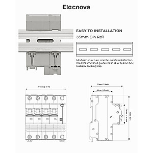 Elecnova 6-63A Miniature Circuit Breaker, 1Pole+N AC 20 Amp 230V, DIN Rail Mounted, Circuit Leakage, Overload, Short-Circuit Protection, 110V / 120V Available