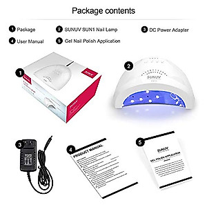 UV LED Nail Lamp, SUNUV Gel Nail Light for Nail Polish 48W UV Dryer with 3 Timers SUNone