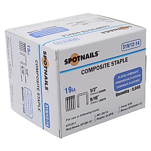 Spotnails S19/12-14 19GA 1/2" Crown X 9/16" Leg Composite Staples 5040 Count, White