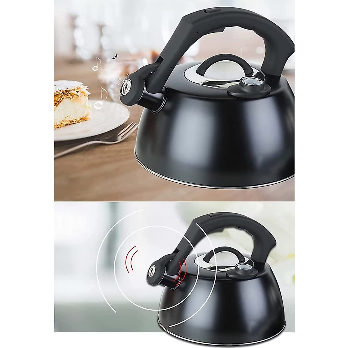 Sound Kettle with Temperature Gauge,Stainless Steel Kitchen Whistle Kettle,Water Temperature Display Sound Kettle 2.5L,Gas Stove Kettle,Camping Hob Kettle