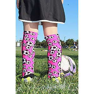 MadSportsStuff Crazy Soccer Socks with Soccer Balls over the calf (Neon Pink/Black, Medium)
