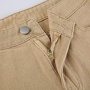 AopnHQ Fold Over Yoga Pant Cotton Cover Up Womens Clothing Summer Plus Size Casual Pants Ladies Capris with Pockets Womens Capri Cargo Pants Side Slit Pants B-Khaki