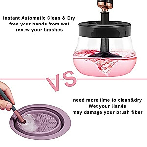 JZLUCKY Electric Makeup Brush Cleaner and Dryer Machine, Upgrade Super Fast Portable Brushes Cleaner, Wash and Dry Brushes in Seconds, Cosmetic Spinner Cleaner for Most Size Brushes(black)