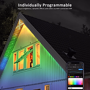 NOVOSTELLA Permanent Outdoor Lights, Smart RainbowColor RGB IC Light, 100ft (50x2) with 80 LED Eaves Lights IP65 Waterproof for Holidays, Christmas, Daily Lighting, WiFi APP Voice Control