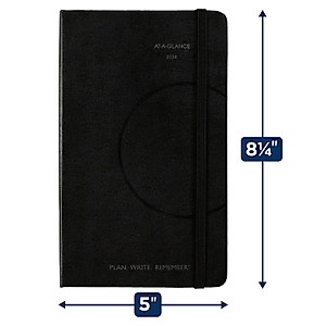 AT-A-GLANCE 2024 Weekly & Monthly Appointment Book Planner, Plan. Write. Remember. 5" x 8-1/4", Small, Casebound, Black (706D100524)