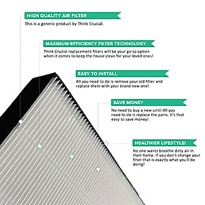 Think Crucial HEPA Style Filter & Activated Carbon Filter Set Replacement Compatible With Bissell Air Purifier Models Air320 & 2768A, Replacement Part # 2804 & 2677 (2 Pack)