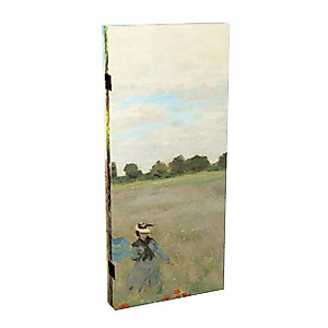 Red Lantern 3 ft. Short Double Sided Works of Monet Canvas Folding Screen 3 Panel Freestanding Partition and Separator for Modern and Contemporary Bedroom, Home Office, Studio, Dorm, Apartment