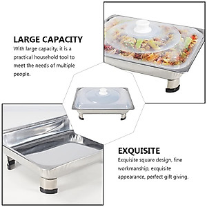 DOITOOL 1 Set Four-Legged Fish Grill Square Buffet Tray Buffet Plate Stainless Steel Food Tray Versatile Food Plate Food Holding Plate Buffet Supply Restaurant Accessory Square Food Plate
