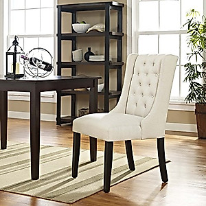 Modway Baronet Modern Tufted Upholstered Fabric Parsons Kitchen and Dining Room Chair in Beige