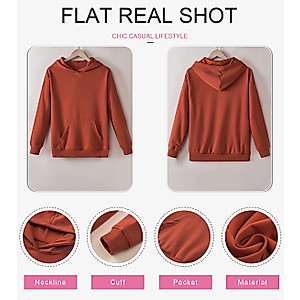SHEWIN Womens Sweatshirts Casual Long Sleeve Fleece Hooded Pullover Sweatshirt Lightweight Cute Fall Tops Outfits Loose Hoodies for Women,US 12-14(L),Orange