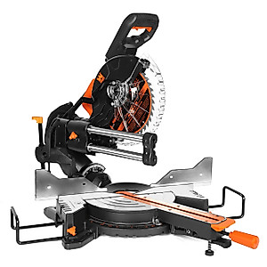 WEN MM1015 15-Amp 10-Inch Dual Bevel Sliding Compound Miter Saw with LED Cutline Multi-color