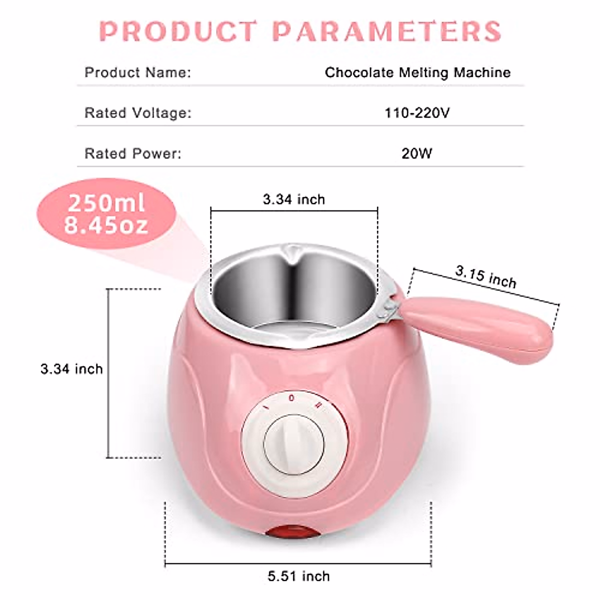 Outamateur Melting Fondue Set,MINI Electric Chocolate Melting Pot,Chocolate Fondue Fountain,Warmer Machine for Milk Chocolate,Cheese,Butter,Candy