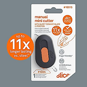 Slice Mini Box Cutter | Manual Retracting | Safe Ceramic Box Cutter Lasting 11x Longer than Metal | Keychain Box Opener | 1 Pack