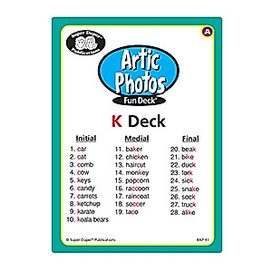 Super Duper Publications | Articulation Photos K Sound Fun Deck Flash Cards | Educational Learning Resource for Children