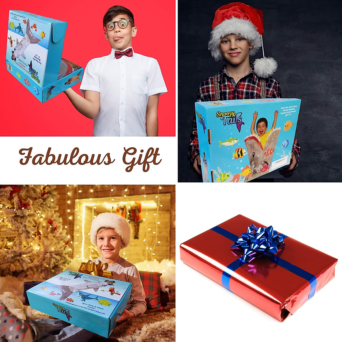 Shark Tail Animal Blanket for Boys. Soft Plush Shark Sleeping Bag Blanket for Kids with Gift Box. Blankie Fun Fin Gray. Snuggle Double-Sided Minky Fabric. Cozy for Boys Kids