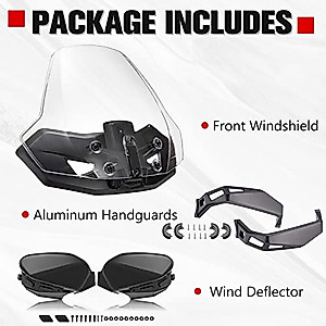 A & UTV PRO Sport Windshield & Aluminum Plastic Handguards Kit for Can-Am Ryker All Model, Adjustable Vented Windscreen, Hand Guard Protector, Replace OEM # 219401023, 219400771, 219400998, 219400894