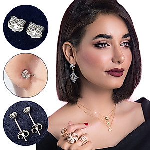 White Gold Earring Backs 14K Solid Gold 0.17 Grams AU585 Butterfly Real Earrings Backs Replacements for Studs 585 Hypoallergenic Pierced Secure