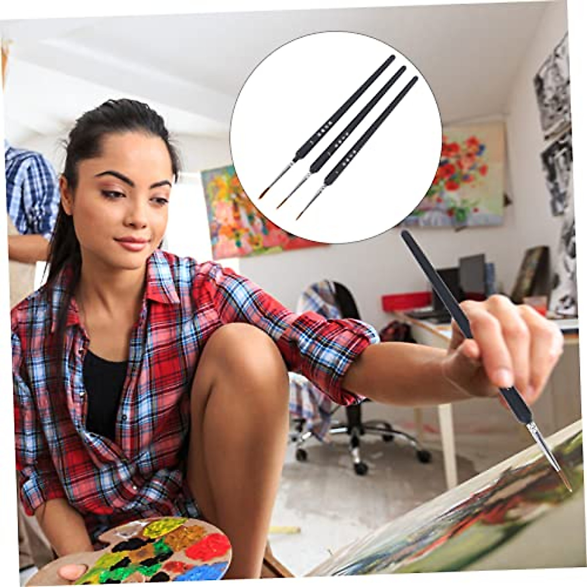 TEHAUX 3pcs Set Mini Nail Kit Adult Coloring Pens Suit Professional Manicure Set Detail Paint Brush Set Paintbrushes Set Special Pen Acrylic Brush to Paint Oil Paint Brushes