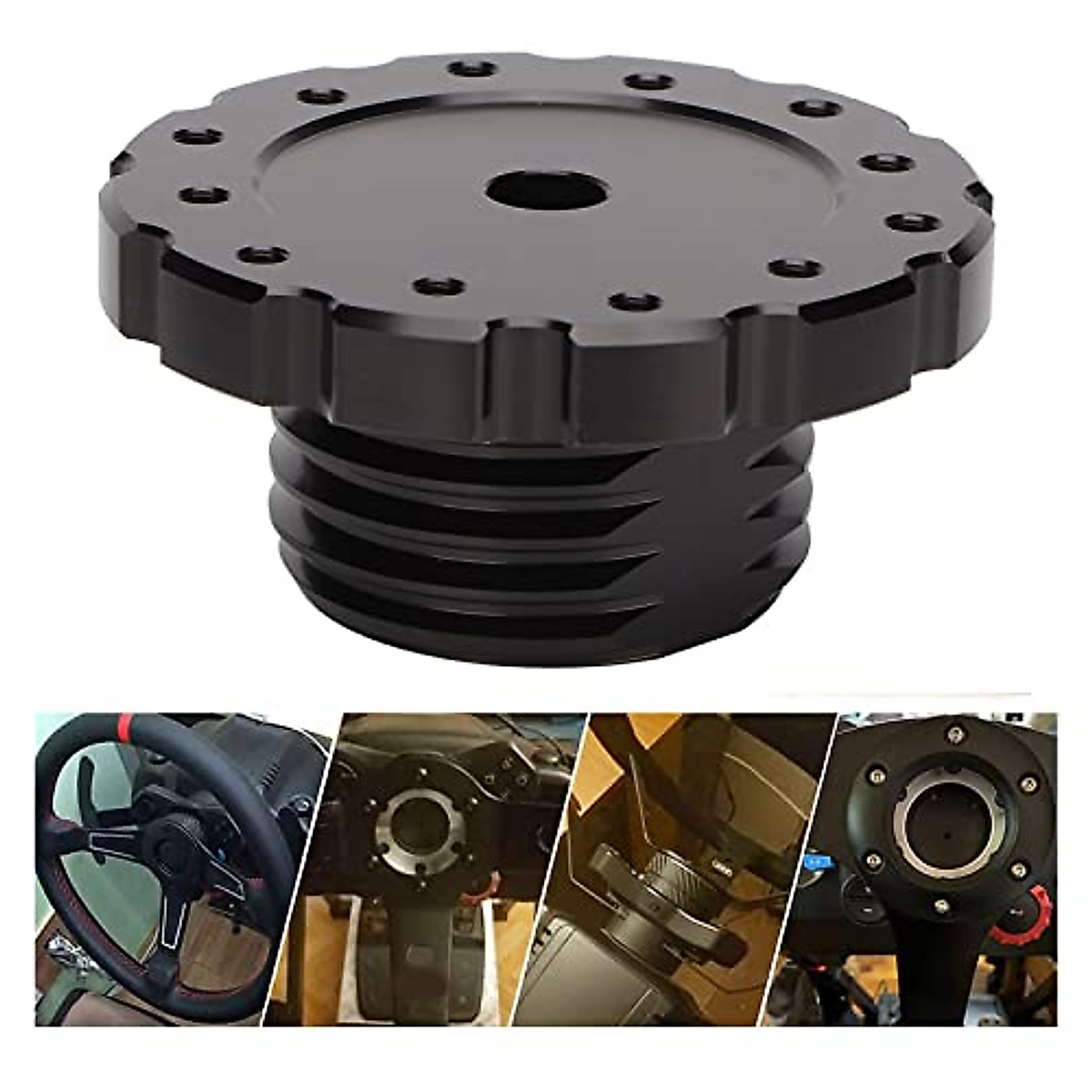 Gugxiom Game Steering Wheel Adapter Aluminum, Steering Wheel Adapter Quick Release Replacement, Steering Boss Steering Wheel Plate Adapter, Fits Thrustmaster T500 / T300 / TS/TX (Black)