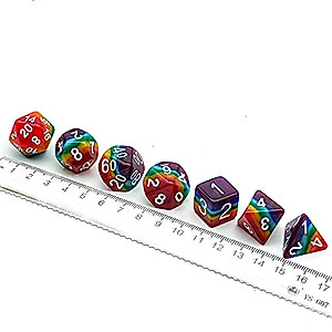 Cusdie Rainbow Dice DND Polyhedral Dice Sets for Dungeons and Dragons Role Playing Game (Rainbow-Opaque)