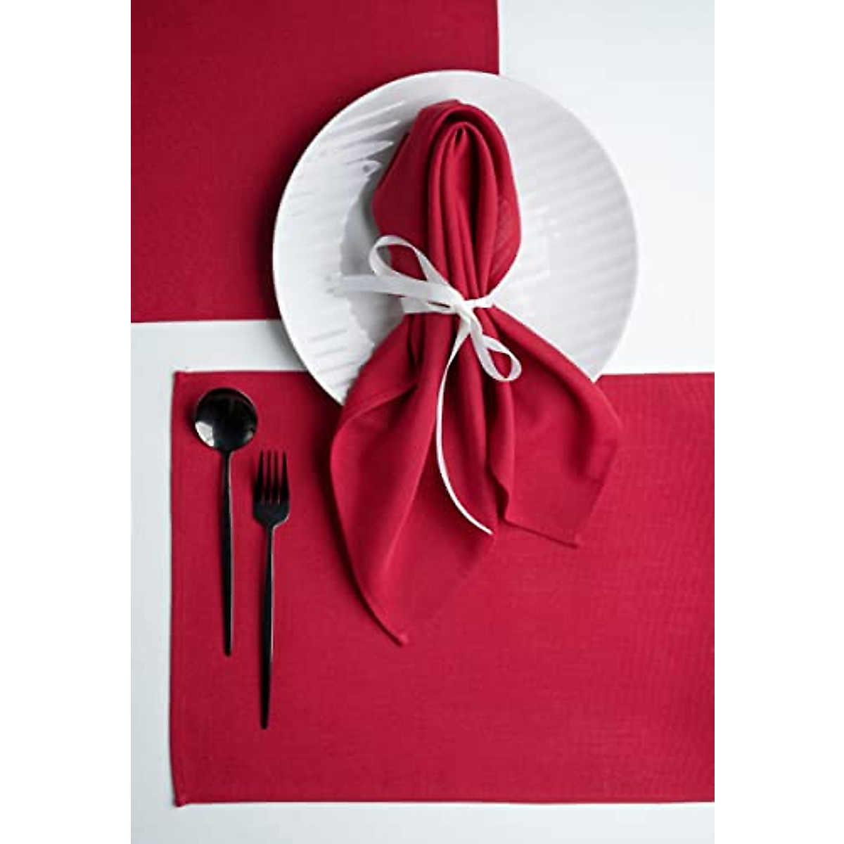 D'Moksha Homes Red Linen Placemats Set of 4-13 x 18 inch, Spring Placemats, Linen Look Recycled Fabric Tablemats, Red Placemats, Summer Placemats, Spring Placemats - Easy Care Machine Washable