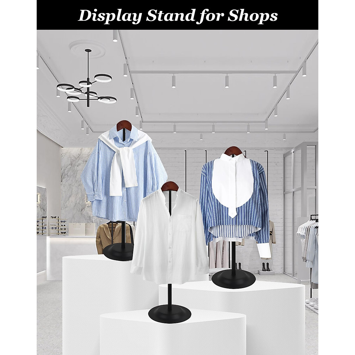 Adjustable T-Shirt Display Stand, 2 Pcs Stylish & Sturdy Clothing Rack for Retail Vendor Portable Metal Hanger, Perfect for Shirts, Jackets, Dresses, Ideal for Trade Shows & Retail Stores