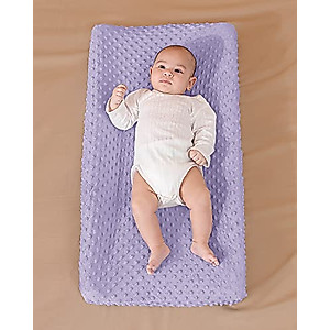 Solid Changing Table Pad Cover Cradle Sheet, Fits 32"/34''x16" Contoured Diaper Changing Pad, Ultra Soft Cozy Minky Dots Plush Changing Table Covers, Breathable Wipeable Removable (Orchid)