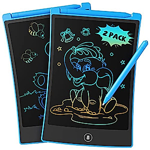 TEKFUN 2 Pack LCD Writing Tablet with 4 Stylus, 8.5in Erasable Doodle Board Mess Free Drawing Pad for Kids, Car Trip Educational Toys Birthday for 3 4 5 6 7 Girls Boys (2*Blue)
