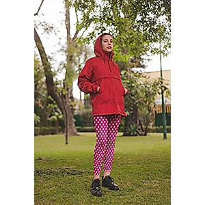 sissycos Women's Polka Dots Printed Leggings 80s Buttery Soft Stretchy Pants (Large-XX-Large, Polka Dots Rose Red)