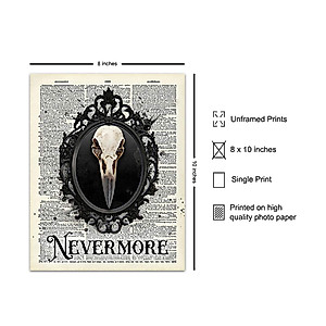 The Raven - Creepy Skull Wall Decor - Gothic Home Decor - Scary Wall Art - Goth Room Decor - Edgar Allan Poe Pagan Gifts - Medieval Decor - Nevermore