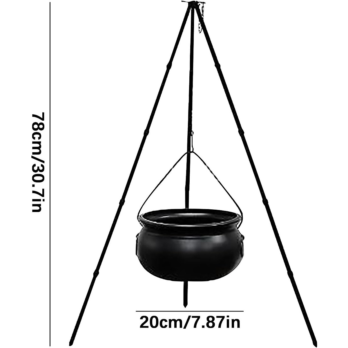 Halloween Decorations Outdoor - Witches Cauldron on Tripod with Lights - Black Plastic Cauldron Candy Bucket Decoration for Yard Home Porch Outside
