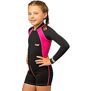 Cressi Kids Swimsuit Long Sleeve, Black/Pink, XL, X-Large