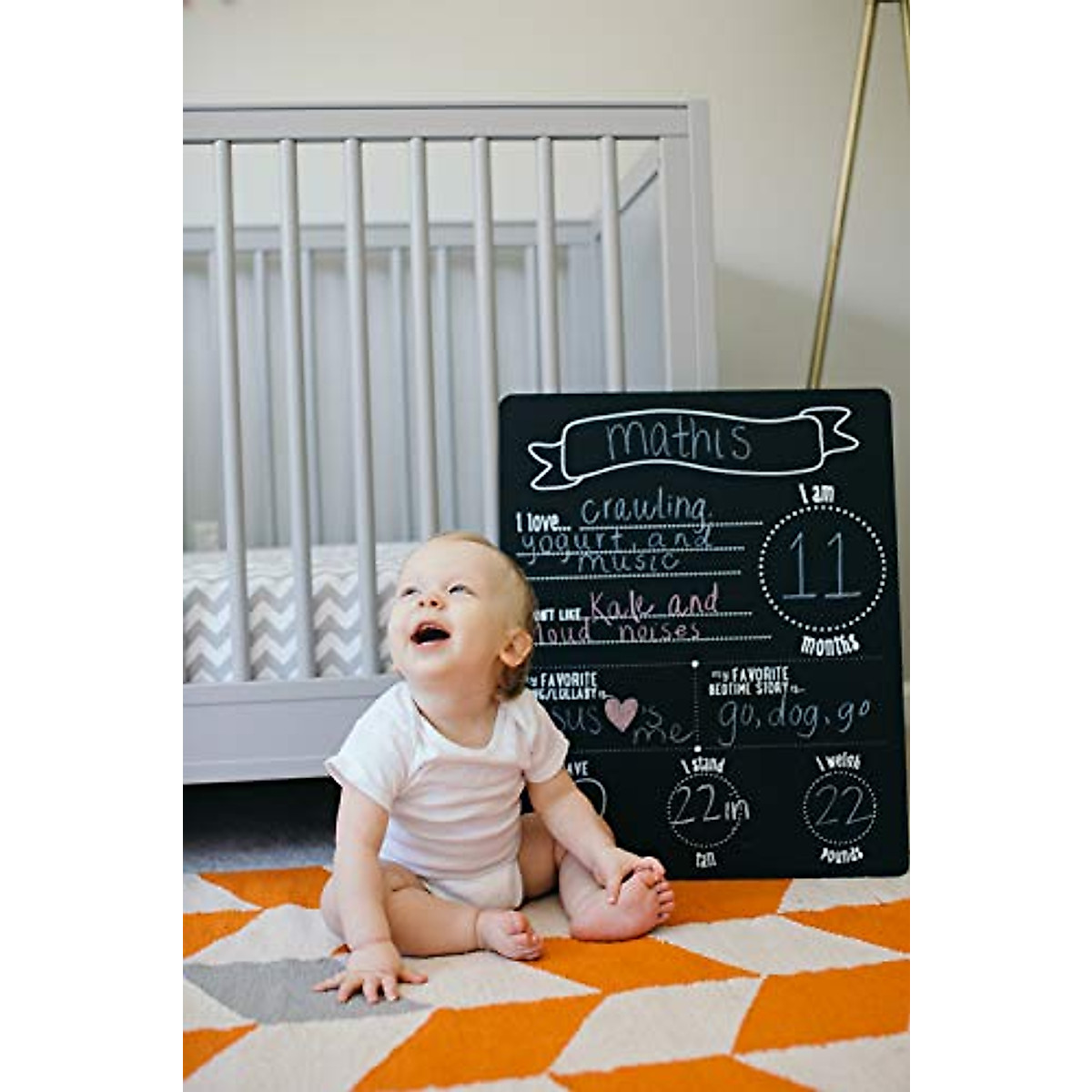 Pearhead Baby Milestone Chalkboard, Monthly Milestone Baby Photo Prop Board, Gender-Neutral