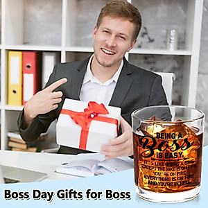 Futtumy Boss Day Gifts, 10 Oz Boss Whiskey Glass, Boss Day Gifts for Him Men Boss Women Leader Dad Friends Coworker, National Boss Day Gifts for Boss Day Christmas Birthday, Boss Appreciation Gifts