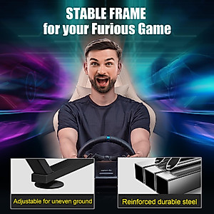 GTPLAYER Sim Racing Wheel Stand Simulator Cockpit Wheel Stand Racing Steering Shifter Mount fit for Logitech G25 G27 G29 G920 G923 Thrustmaster T330TS Gaming Stand Wheel Pedals NOT Included (Black)