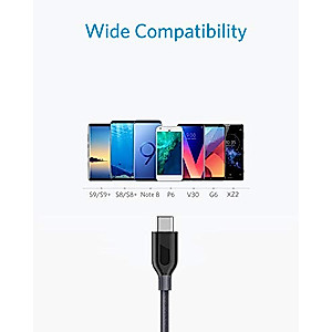 USB Type C Cable, Anker [2-Pack 6ft] Powerline+ USB-C to USB-A, Double-Braided Nylon Fast Charging Cable, for Samsung Galaxy S10/ S9 / S9+ / S8 / S8+ , iPad Pro 2018, MacBook and More(Gray)