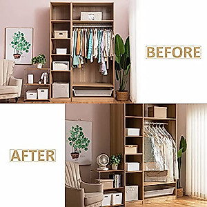 LEVERLOC Hanging Vacuum Storage Space Saver Bags for Clothes Winter Coat Garment Dress Jacket Suit Sweater Clothing Hanger Closet Organizer, Upgrade Valve Side Expandable 80% Space Save 6 Packs, 3 Long 3 Short