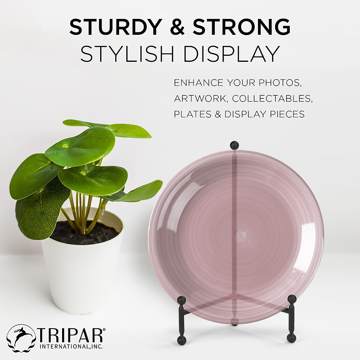 TRIPAR 12 Inch Modern Black Tripod Easel for Pictures, Artwork, Cookbooks, Platters, & Plates - Book Holder Display Easel